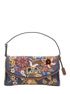 VALENTINO Valentino Garavani Women Valentino Garavani Devain Small Shoulder Bag In Embroidered Denim