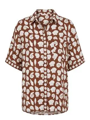 PALM COLLECTIVE Brown Tide Pool Blouse