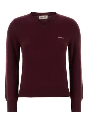 MIU MIU Miu Miu Women Burgundy Wool Sweater