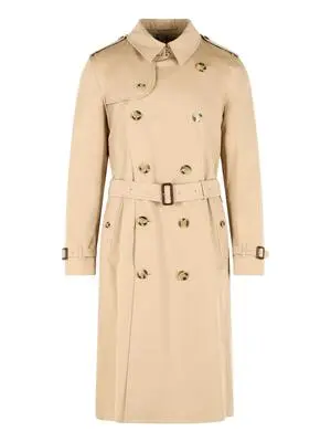 Burberry Long 'kensington' Beige Cotton Trench Coat - Cream
