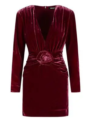 ROTATE BY BIRGER CHRISTENSEN Burgundy Silk Velvet Mini Dress - Multicolor