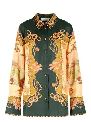 ZIMMERMANN Zimmermann 'Valiant' Green Silk Shirt Women