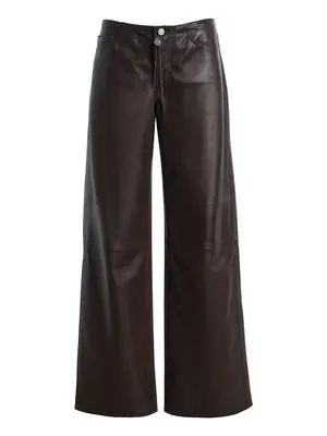 Still Here Cool Low-rise Leather Wide-leg Pants - Brown