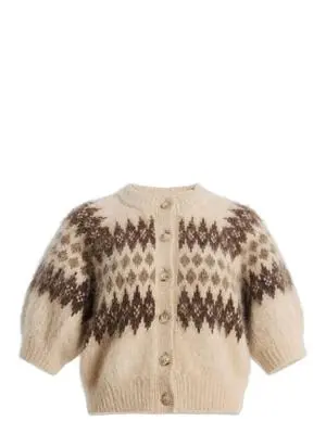 Citizens Of Humanity Molly Puff-sleeve Fair Isle Knit Cardigan - Neutral