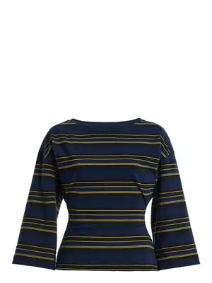 EB DENIM Douglas Striped Stretch-cotton Top - Navy