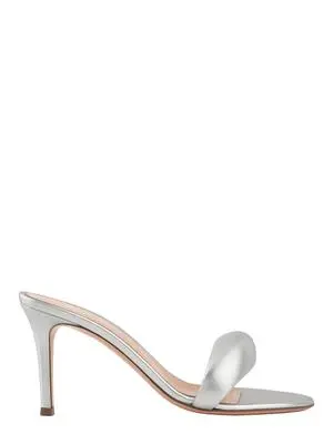 GIANVITO ROSSI Leather Bijoux Mule 85 - Silver