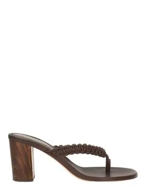 GIANVITO ROSSI Leather Braided Ubud Thong - Brown