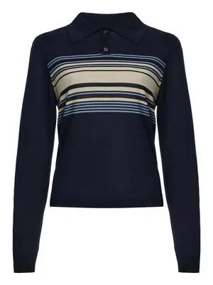 Still Here Daughter Striped Knit Sweater - Navy