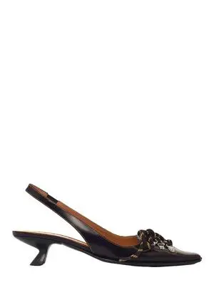 Marni Brown Leather Slingbacks - Multicolor