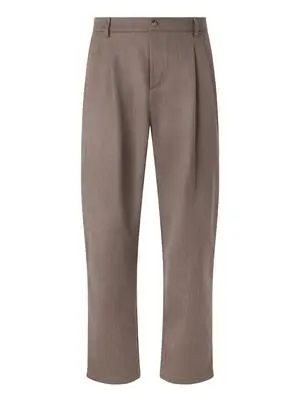 De Bonne Facture Artist Straight-leg Pleated Wool And Cotton-blend Suit Trousers - Brown