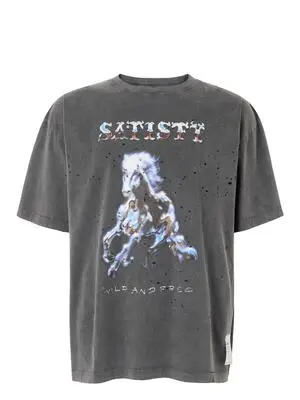 Satisfy Logo-print Distressed Mothtech™ Organic Cotton-jersey T-shirt - Gray