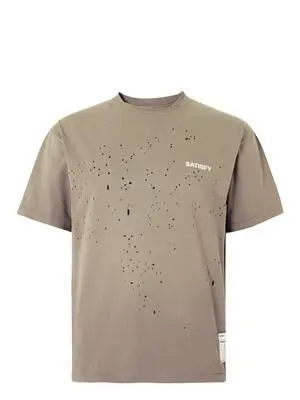 Satisfy Logo-print Distressed Mothtech™ Organic Cotton-jersey T-shirt - Brown