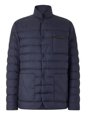 Moncler Moncler - Kenai Leather-Trimmed Quilted Shell Down Jacket - Men - Blue - 2 Blue