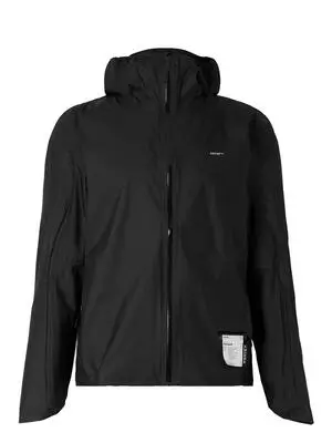 Satisfy Rain Fly Hooded Logo-printed Pertex® Shield Air Jacket - Black