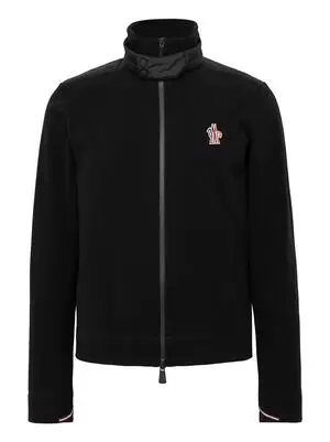 Moncler Logo-appliquéd Shell-trimmed Fleece Jacket - Black