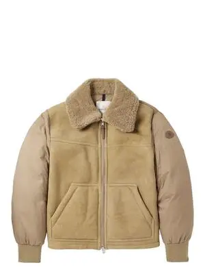 MONCLER Moncler - Tonnay Shearling-Trimmed Suede Down Jacket - Men - Neutrals - 2