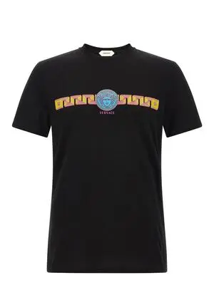 Versace Medusa' Print Cotton T-shirt - Black