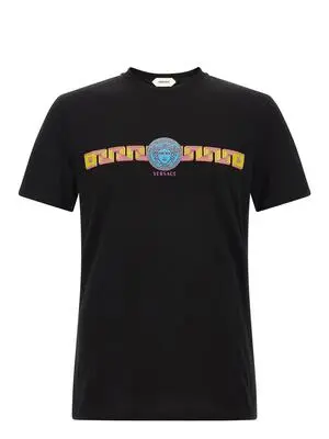 Versace Medusa' Print Cotton T-shirt - Black