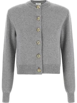Balmain Sculpture Button Crew Neck Cardigan - Gray
