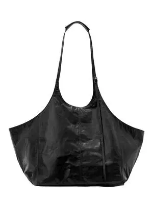ALLSAINTS Siloh Oversized Leather Tote Bag - Black