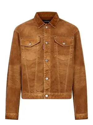 DSQUARED2 Weathered Suede Oversized Jean Jacket