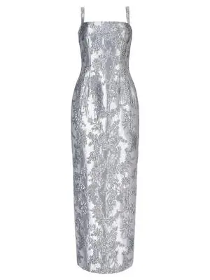 EMILIA WICKSTEAD Regina Dress In Silver Metallic Cloque