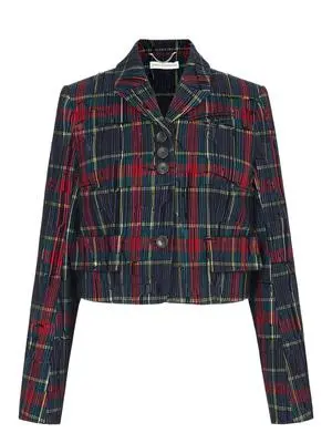 EMILIA WICKSTEAD Chapel Jacket In & Green Flocked Check - Red