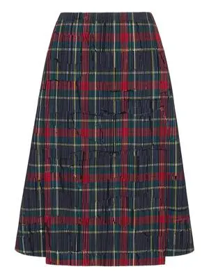 EMILIA WICKSTEAD Ifsa Skirt In Red & Green Flocked Check