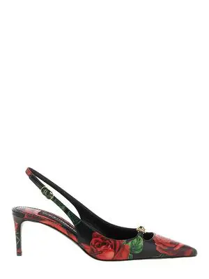 Dolce & Gabbana Rose Print Slingbacks - Multicolor