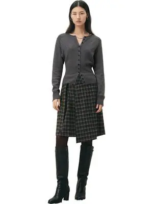 Fabrique Sidra Cinched Batwing Sleeve Cardigan In Wool Blend - Grey