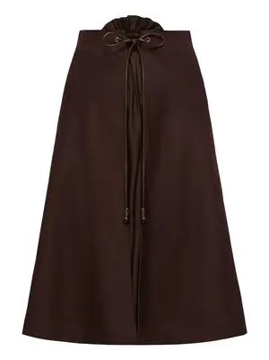 Moncler Wool Gabardine Midi Skirt - Brown