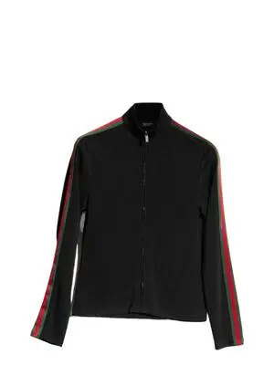 Gucci Viscose Jersey Zip Jacket With Web - Black