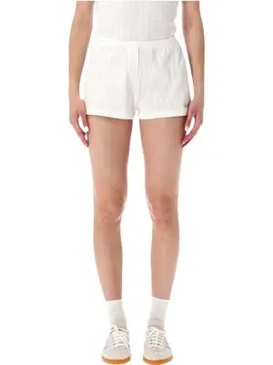 SPORTY  RICH Sporty Rich Pointelle Logo Knit Shorts - No