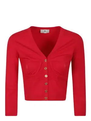 Elisabetta Franchi Corset-style V-neck Cardigan - Red