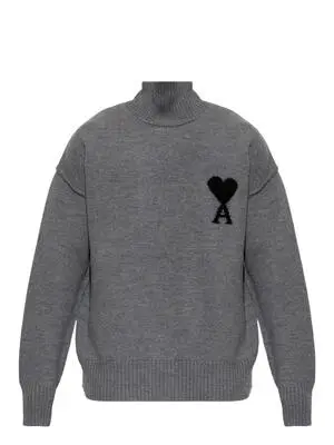AMI Paris De Coeur Roll-neck Sweater - Grey