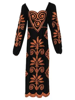 FARM RIO Cornely Ainika Long-sleeve Midi Dress