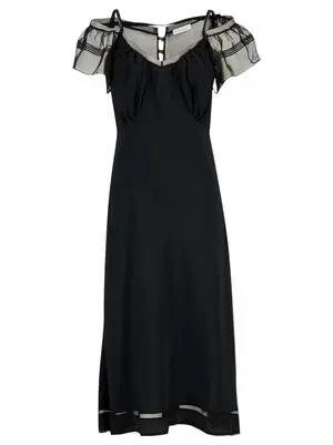 Rabanne Mesh-panelled Cold-shoulder Midi Dress - Black