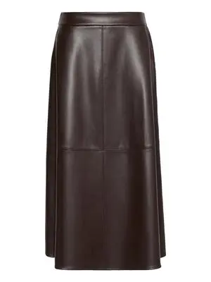 Max Mara Nordica Faux Leather Midi Skirt - Brown