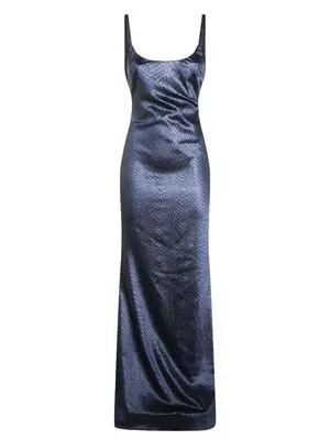 Elisabetta Franchi Bow-back Satin Maxi Dress - Blue