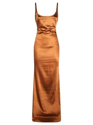 Elisabetta Franchi Bow-back Satin Maxi Dress - Brown