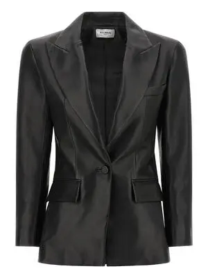 Balmain Leather Blazer - Black