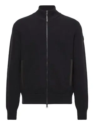 Moncler Wool & Cashmere Blend Zip-up Cardigan - Blue