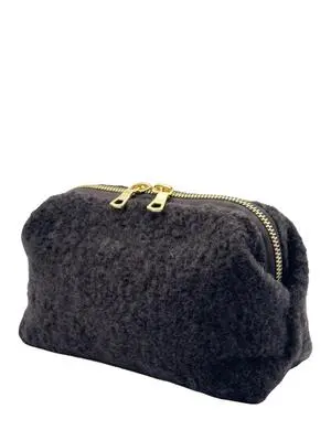 C. GRASSI Medium Wanderer Pouch Style 006 Alpaca, Cashmere & Wool Blend Double Zipper - Grey