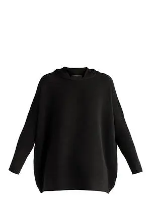 PAISIE Hooded Ribbed Jumper - Black