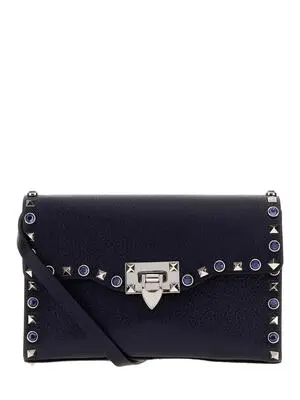 Valentino Garavani Navy Leather Rockstud Crossbody Bag - Blue