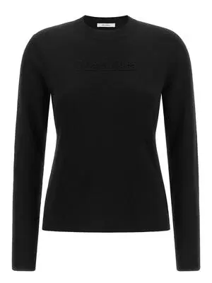 Max Mara Manto' Sweater With Embossed Logo - Black