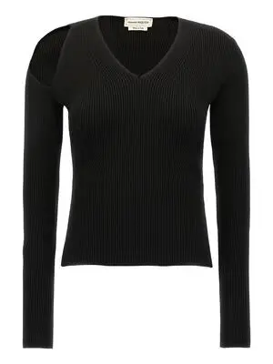 Alexander McQueen Cut-out Sweater - Black