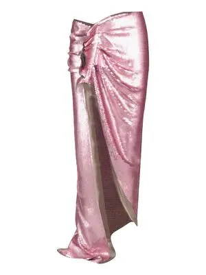 Rick Owens Long Skirt In Silk Chiffon With Sequins - Multicolor