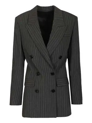 Isabel Marant Étoile Double-breasted Pinstriped Blazer - Gray