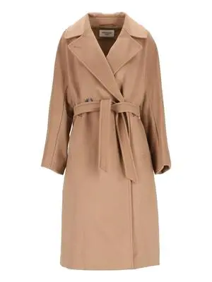 Max Mara Weekend Max Mara Women Resina Drap Wool Long Coat Double Breast Cream